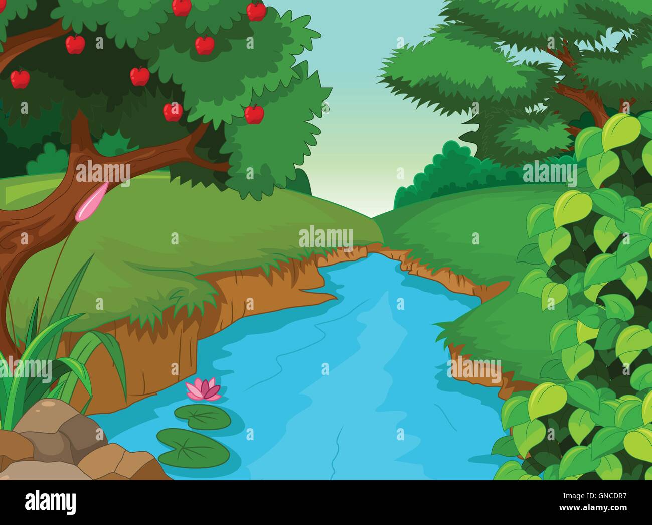 Jungle with brown river Stock Vector Images - Alamy