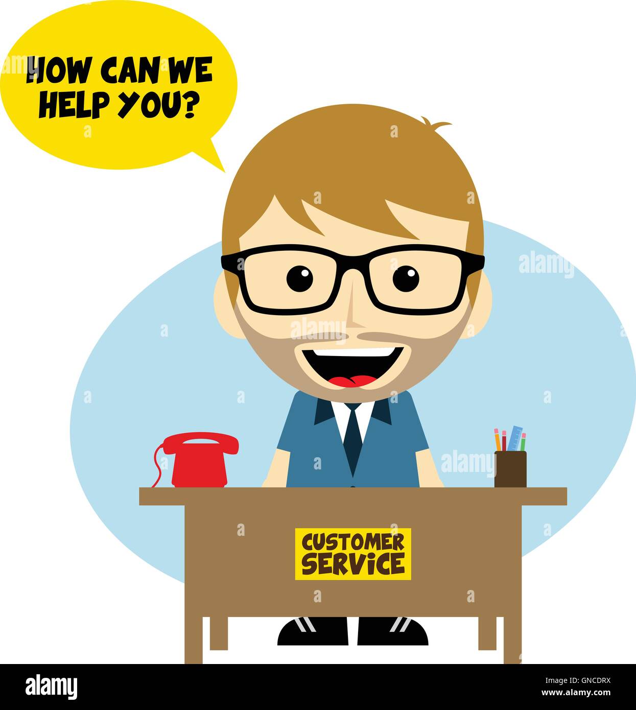 customer service desk cartoon character Stock Vector Image & Art - Alamy