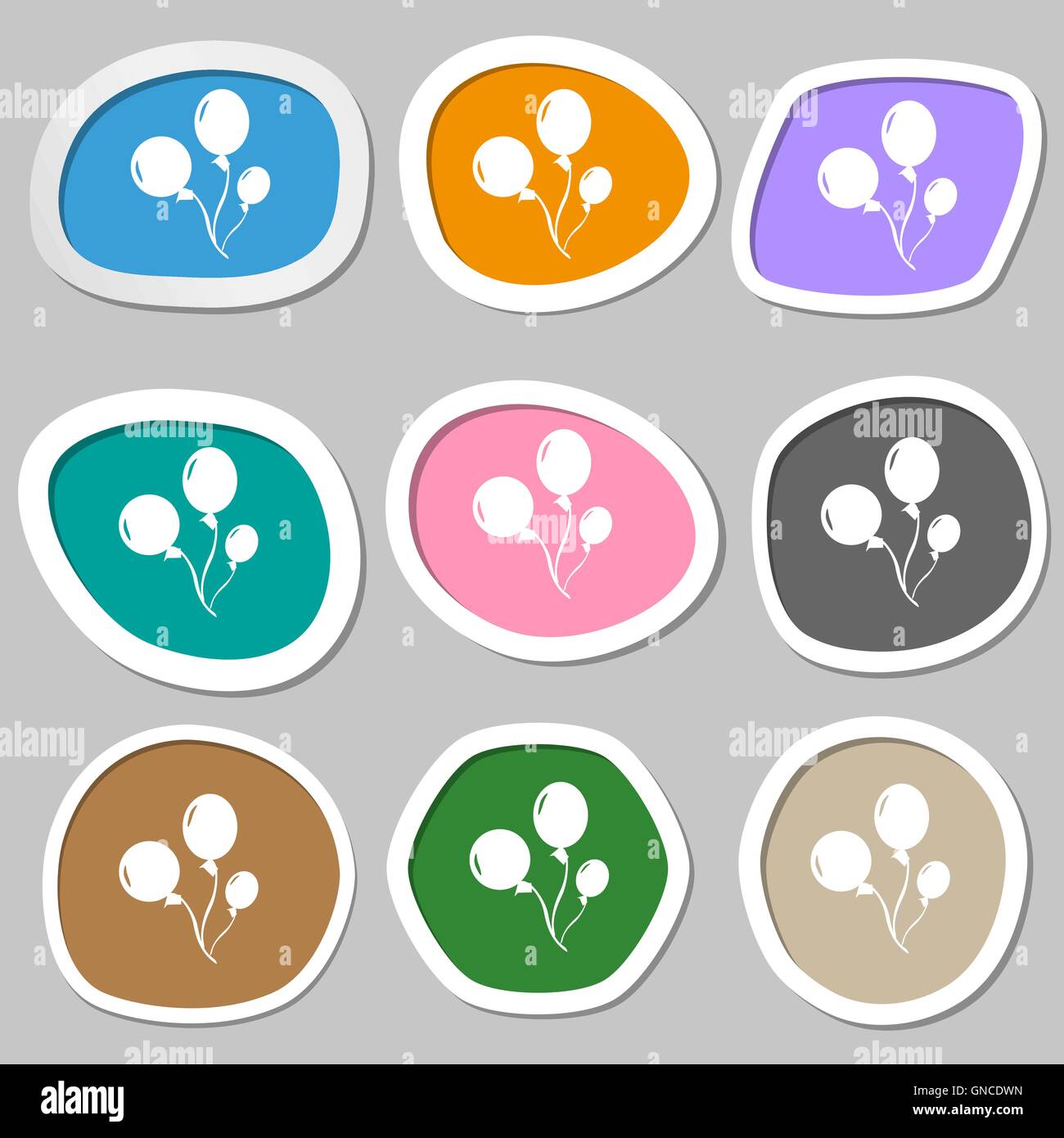 Balloons symbols. Multicolored paper stickers. Vector Stock Vector ...