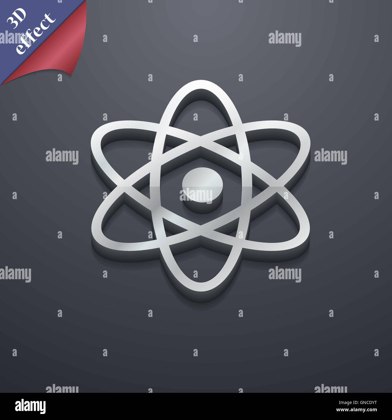 Atom, physics icon symbol. 3D style. Trendy, modern design with space ...