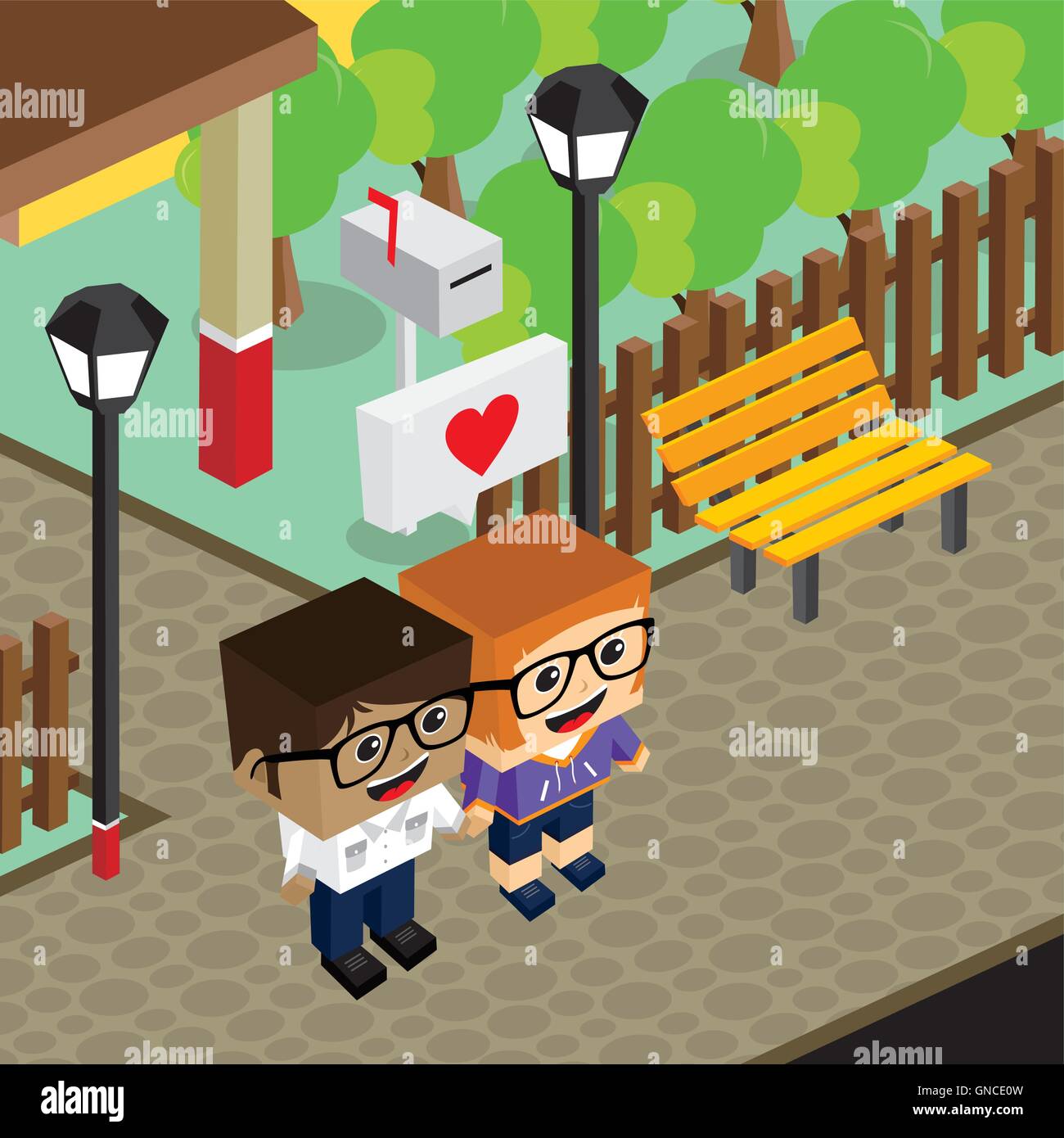 cartoon life couple lover isometric theme Stock Vector Image & Art - Alamy