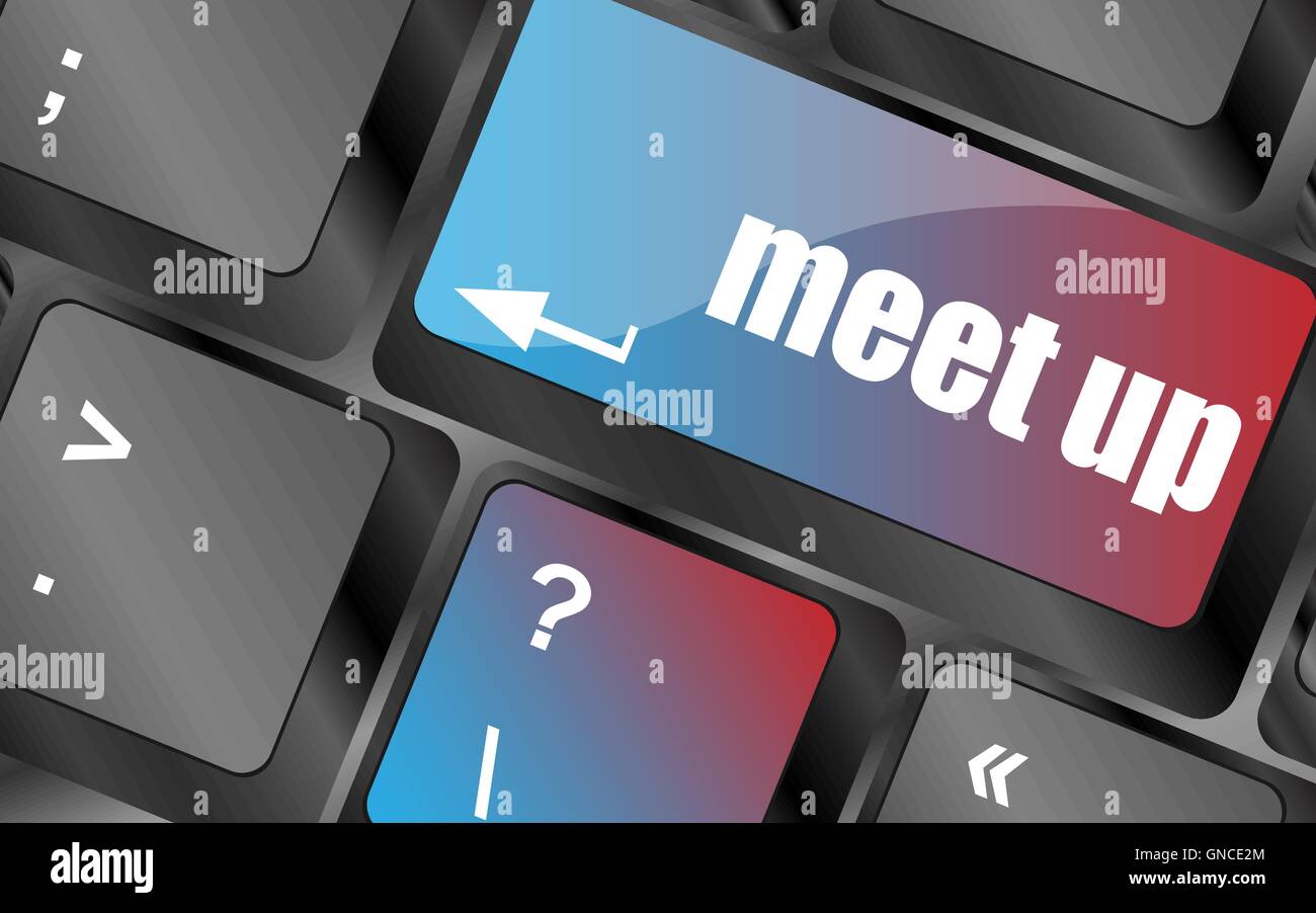 Meeting (meet up) sign button on keyboard with soft focus vector ...