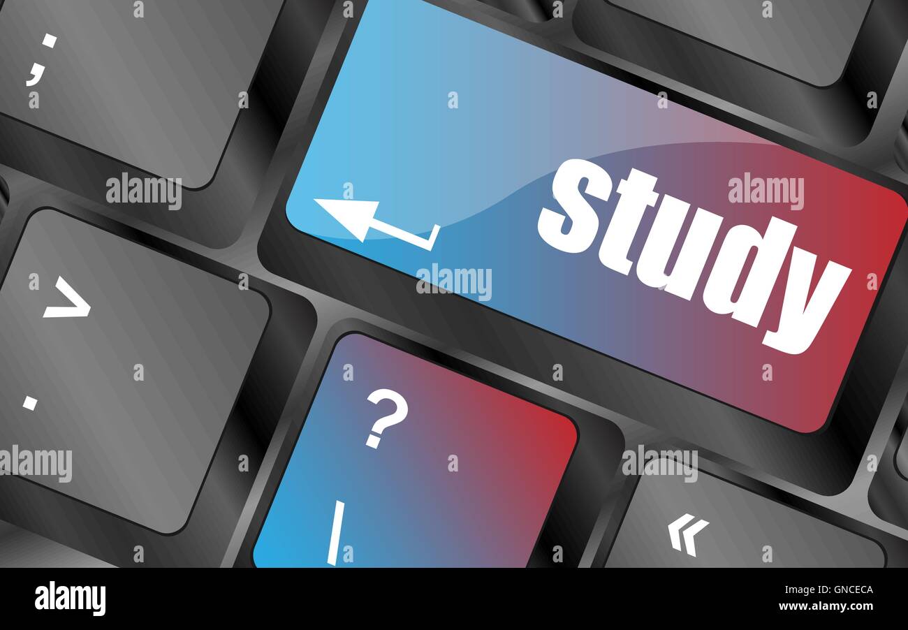 Education concept: computer keyboard with word study, selected focus on enter button background ...