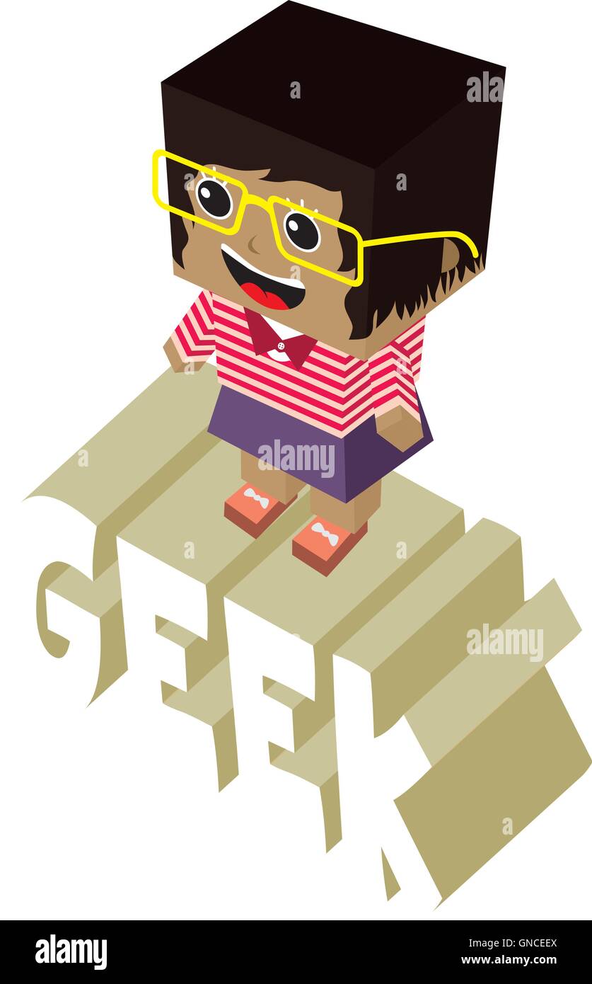 isometric female geek cartoon character Stock Vector Image & Art - Alamy