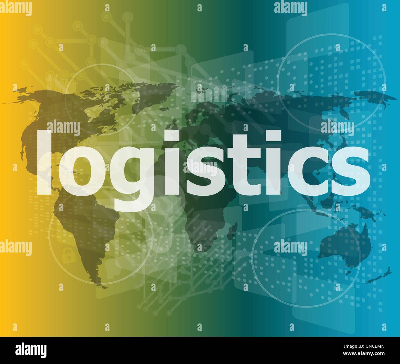 business concept: logistics word on digital screen vector illustration ...
