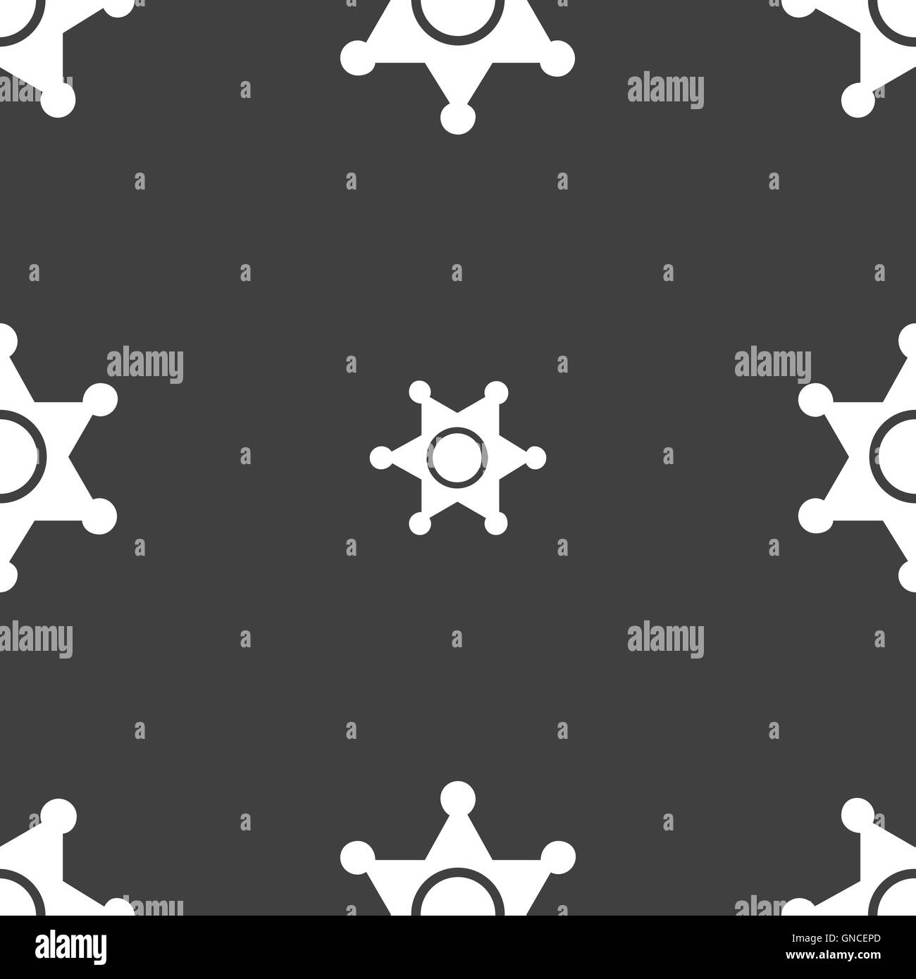 Sheriff, star icon sign. Seamless pattern on a gray background. Vector ...
