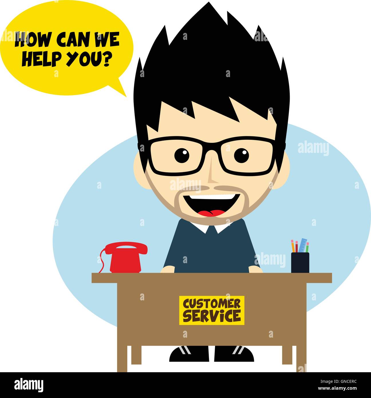 customer service desk cartoon character Stock Vector Image & Art - Alamy
