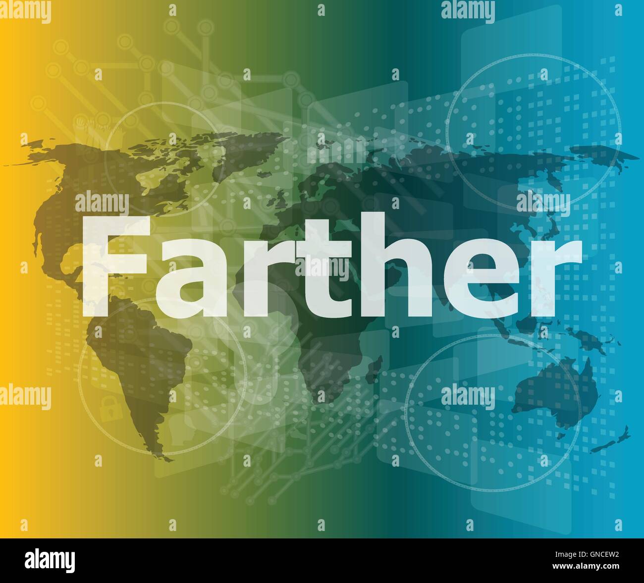 farther text on digital touch screen - social conceptvector quotation ...