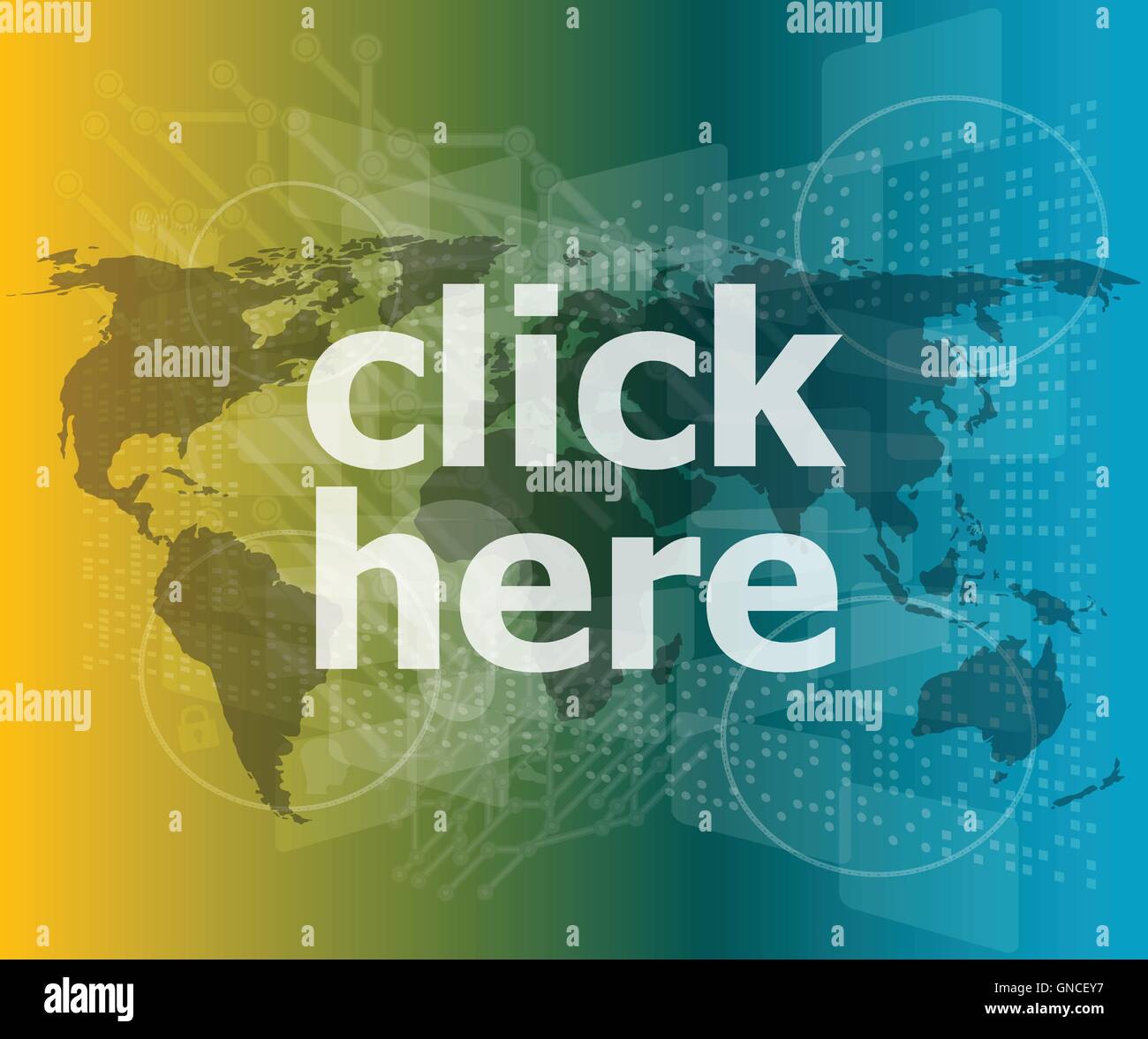 click here text on digital touch screen - business concept vector ...