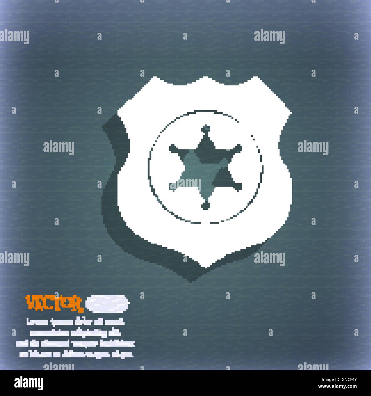 Sheriff, star icon. On the blue-green abstract background with shadow ...