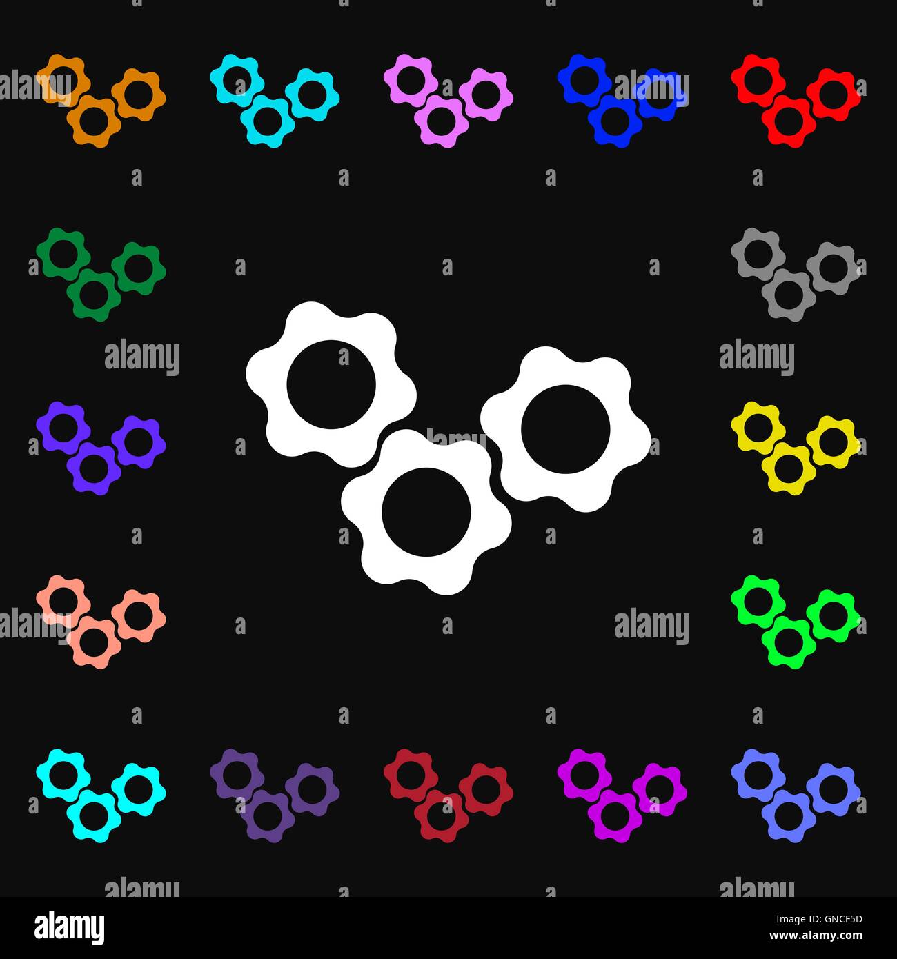 gears icon sign. Lots of colorful symbols for your design. Vector Stock ...