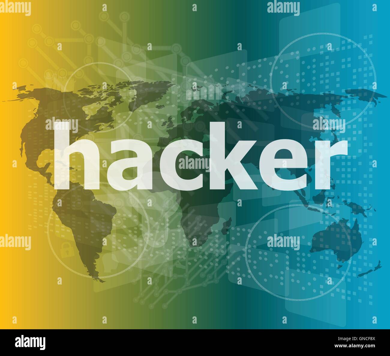 Privacy concept: words Hacker on digital background vector illustration ...