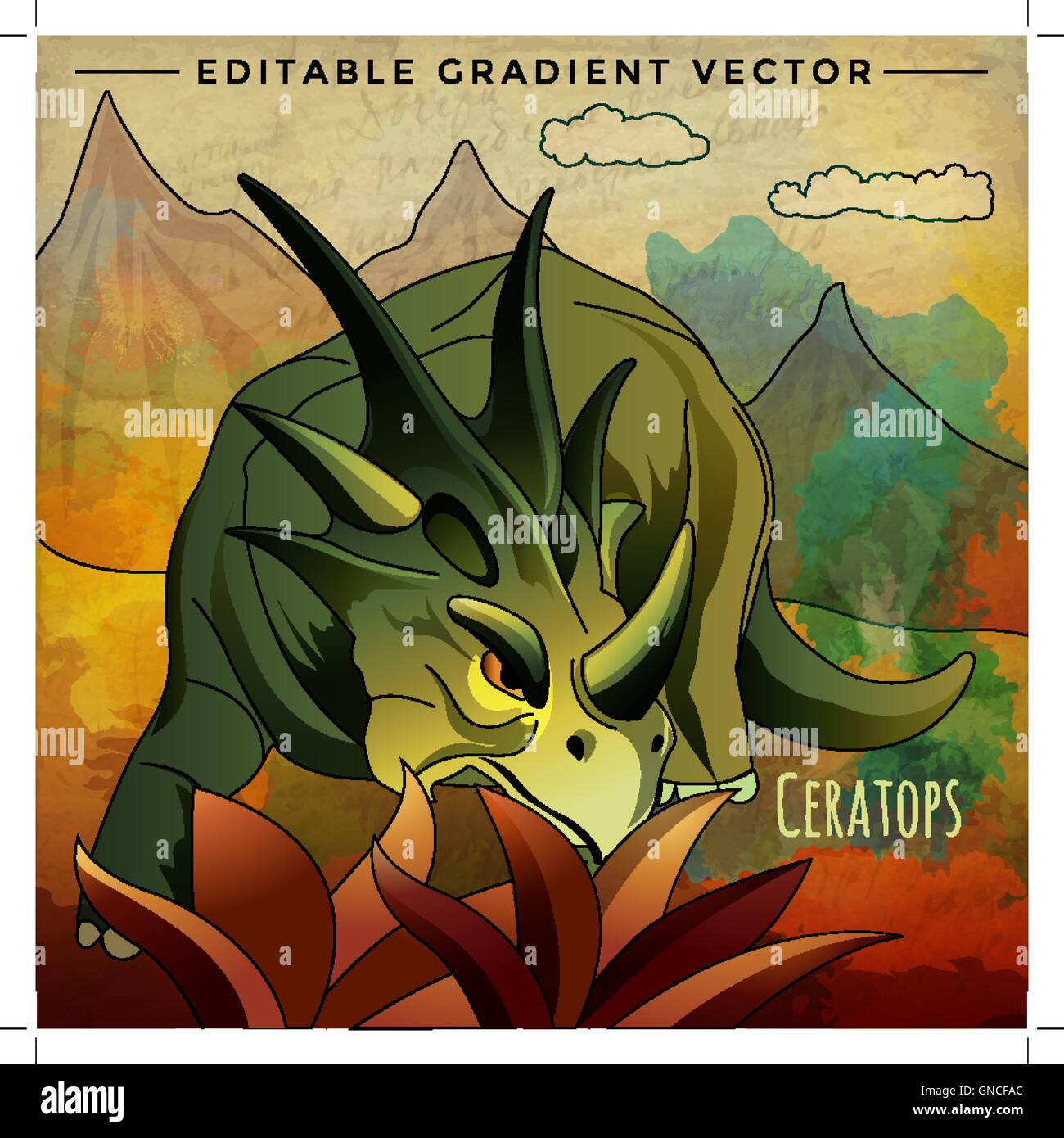 Dinosaur in the habitat. Vector Illustration Of Ceratops Stock Vector ...