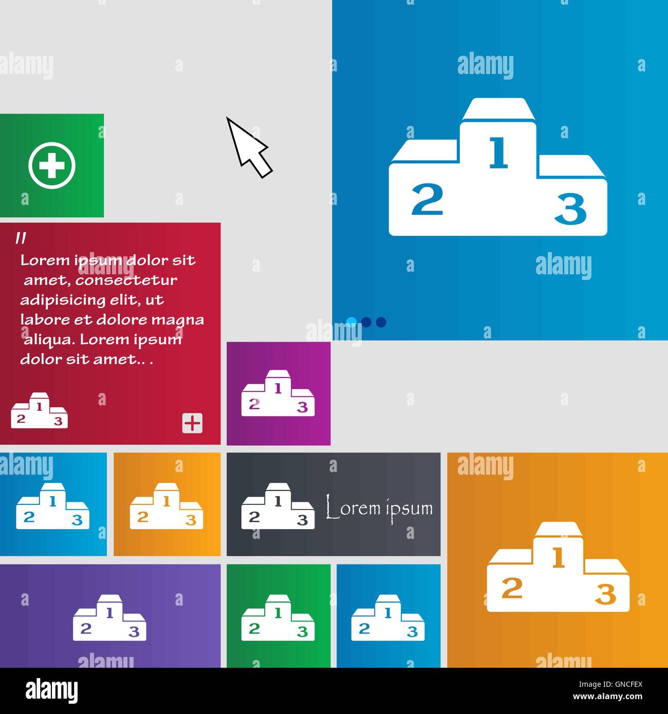 Podium icon sign. buttons. Modern interface website buttons with cursor pointer. Vector Stock ...