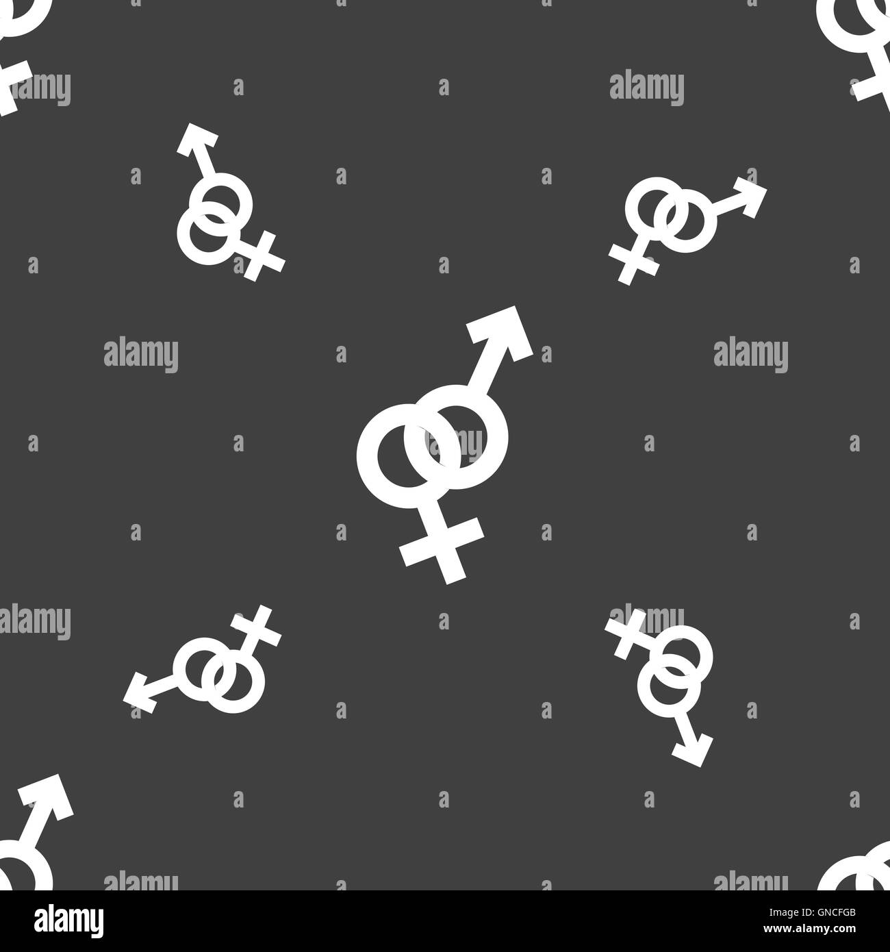 Male and female icon sign. Seamless pattern on a gray background ...