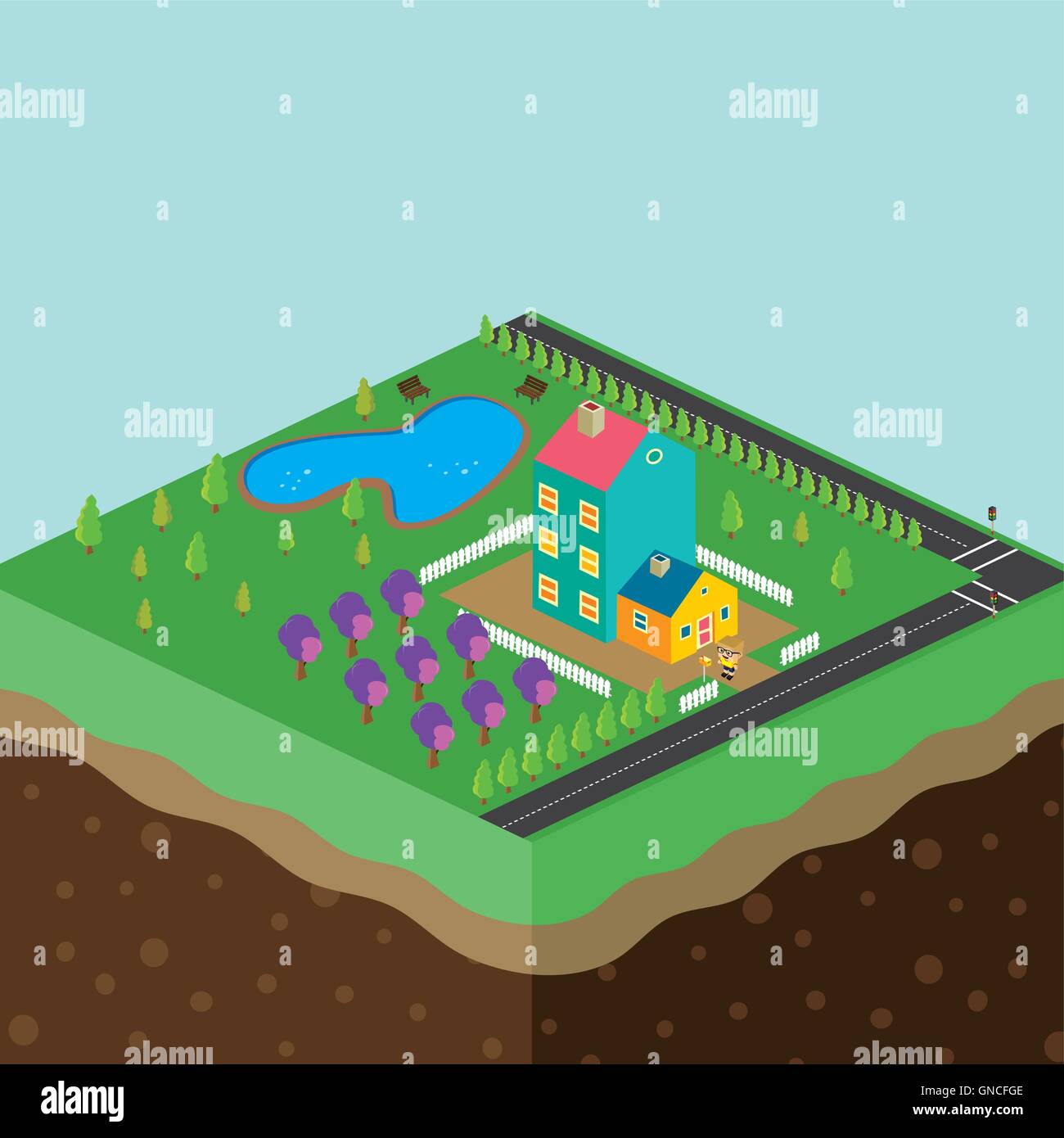 isometric residential view cartoon theme Stock Vector Image & Art - Alamy
