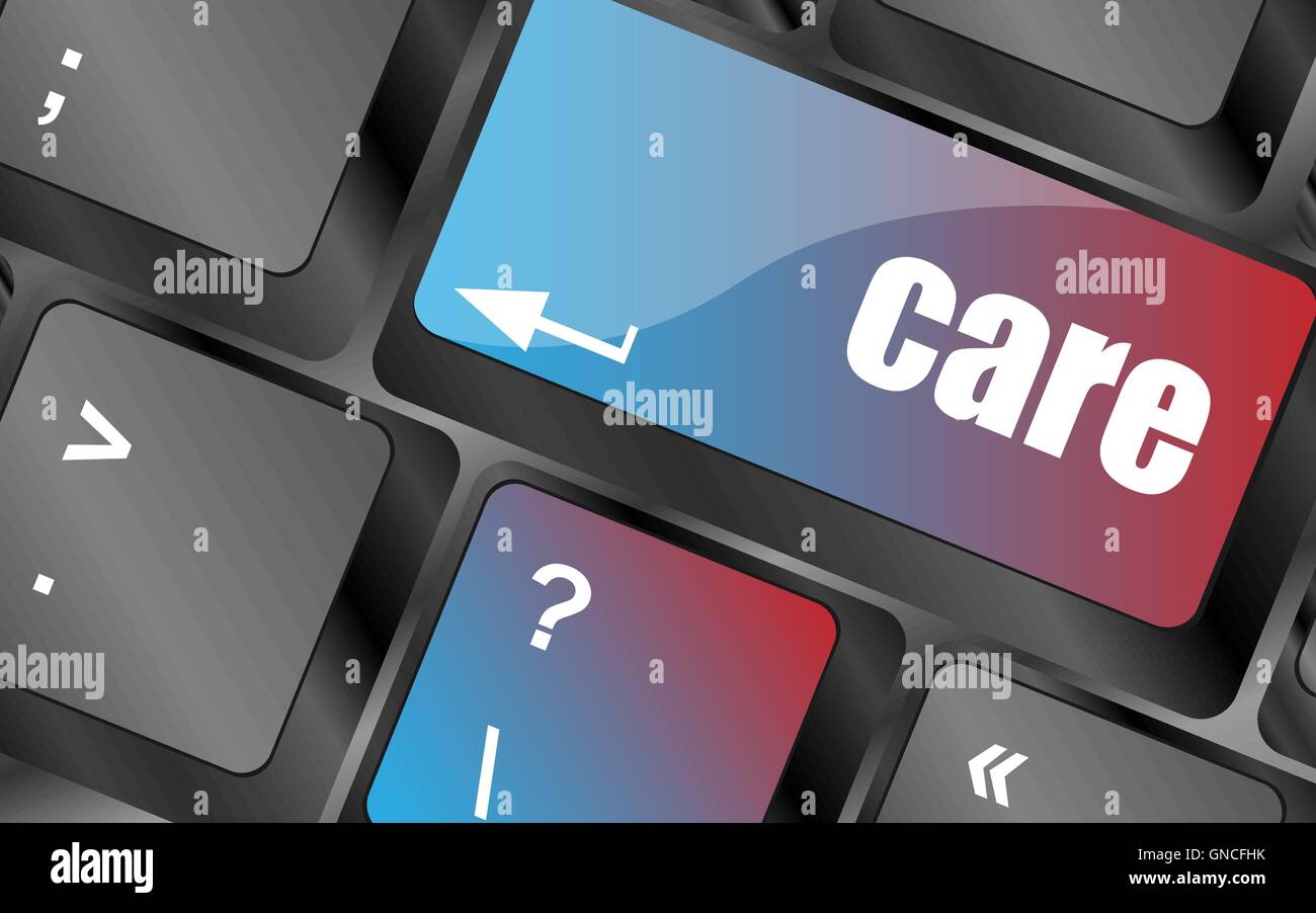 care concept with key on computer keyboard keys, social concept ...