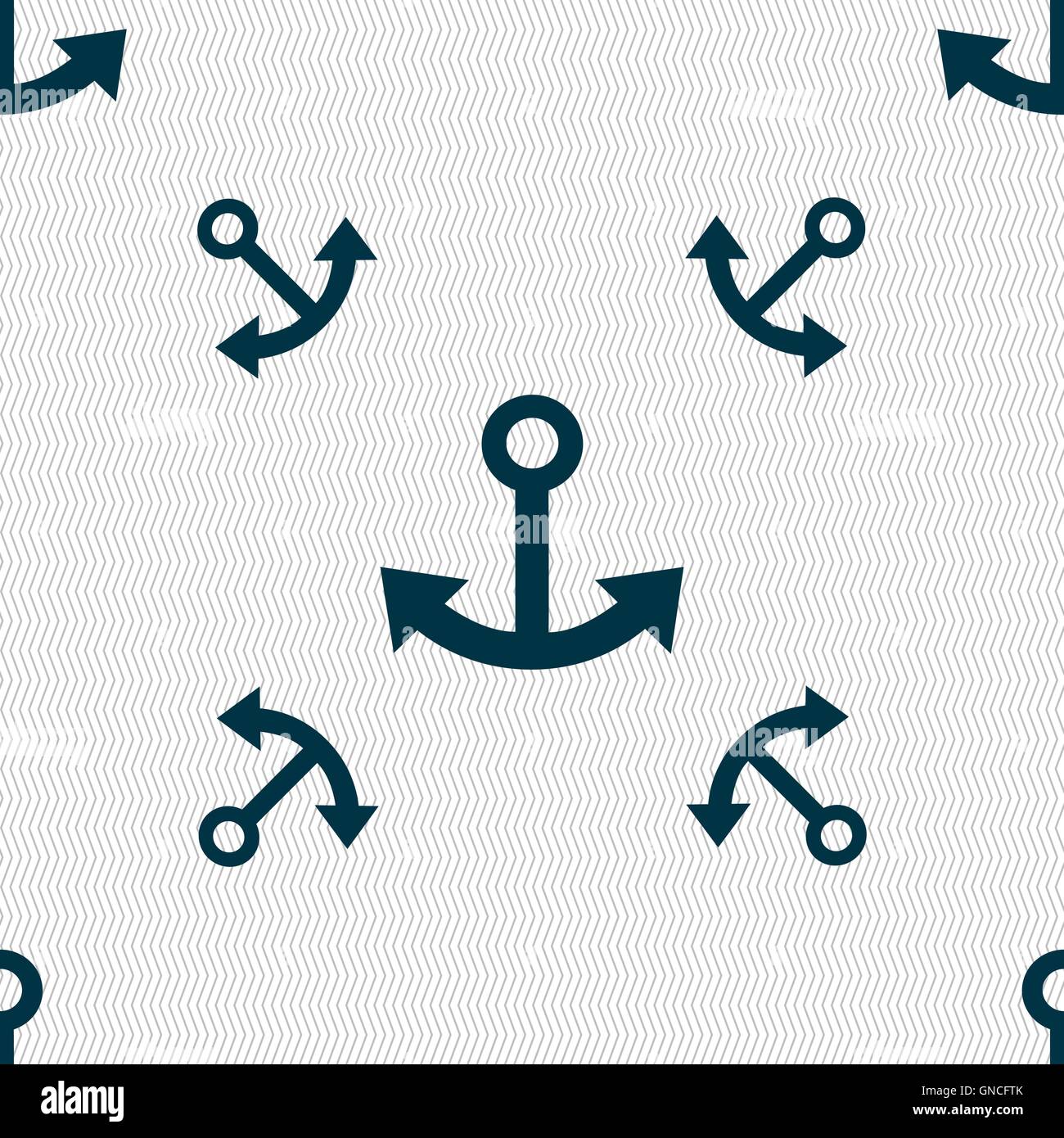 Anchor icon sign. Seamless pattern with geometric texture. Vector Stock ...
