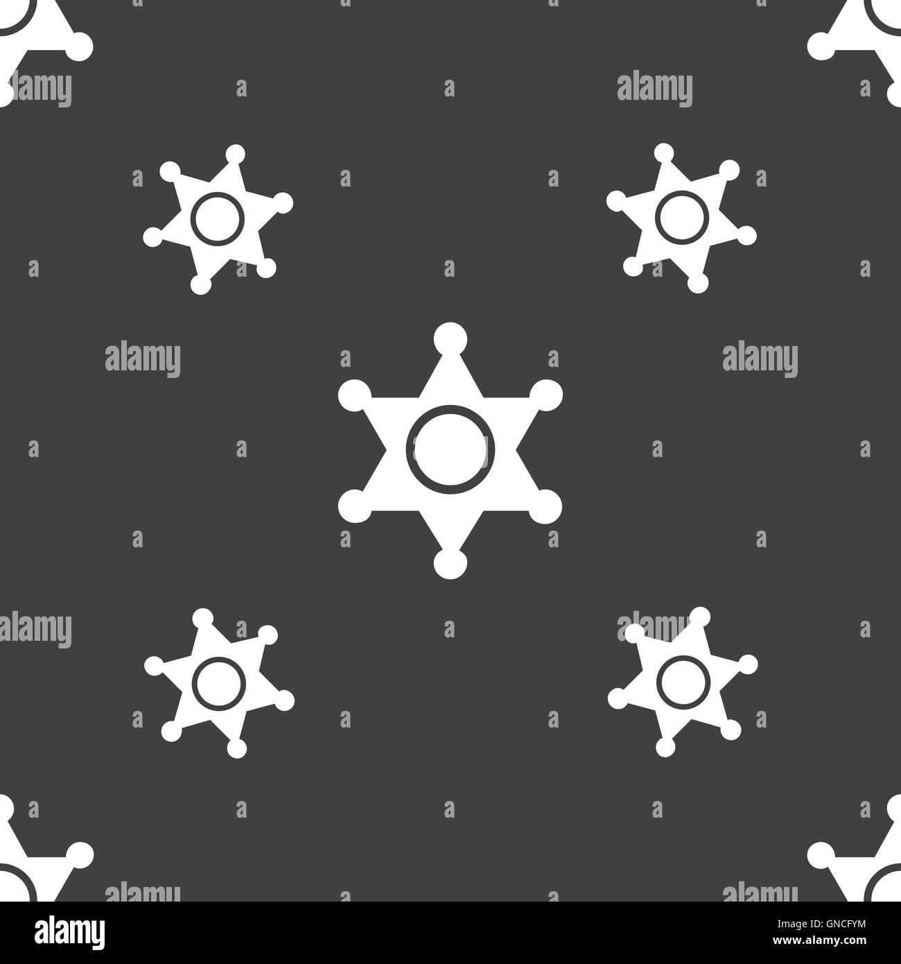 Sheriff, star icon sign. Seamless pattern on a gray background. Vector ...