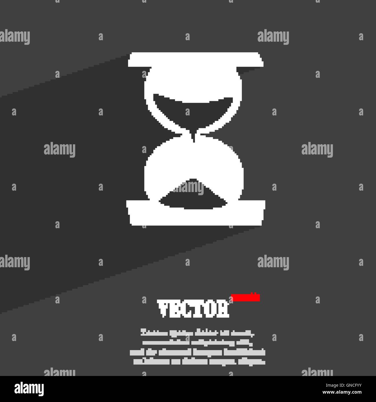 hourglass symbol Flat modern web design with long shadow and space for ...
