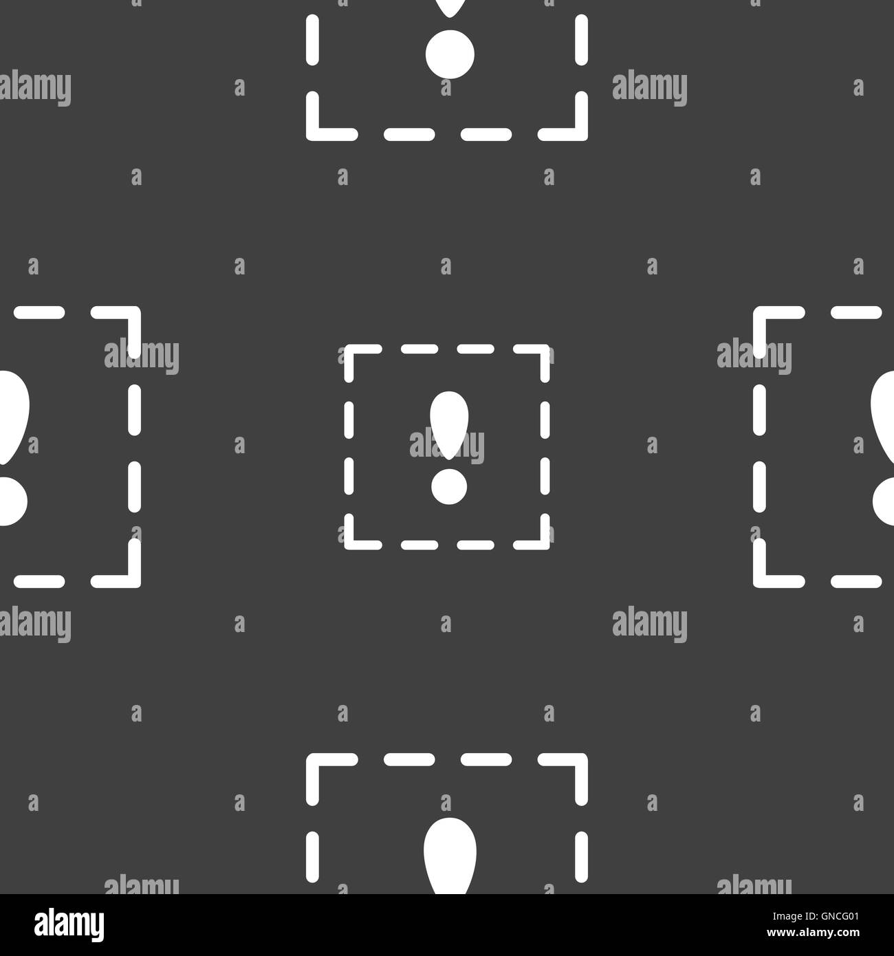 The exclamation point in a square icon sign. Seamless pattern on a gray ...