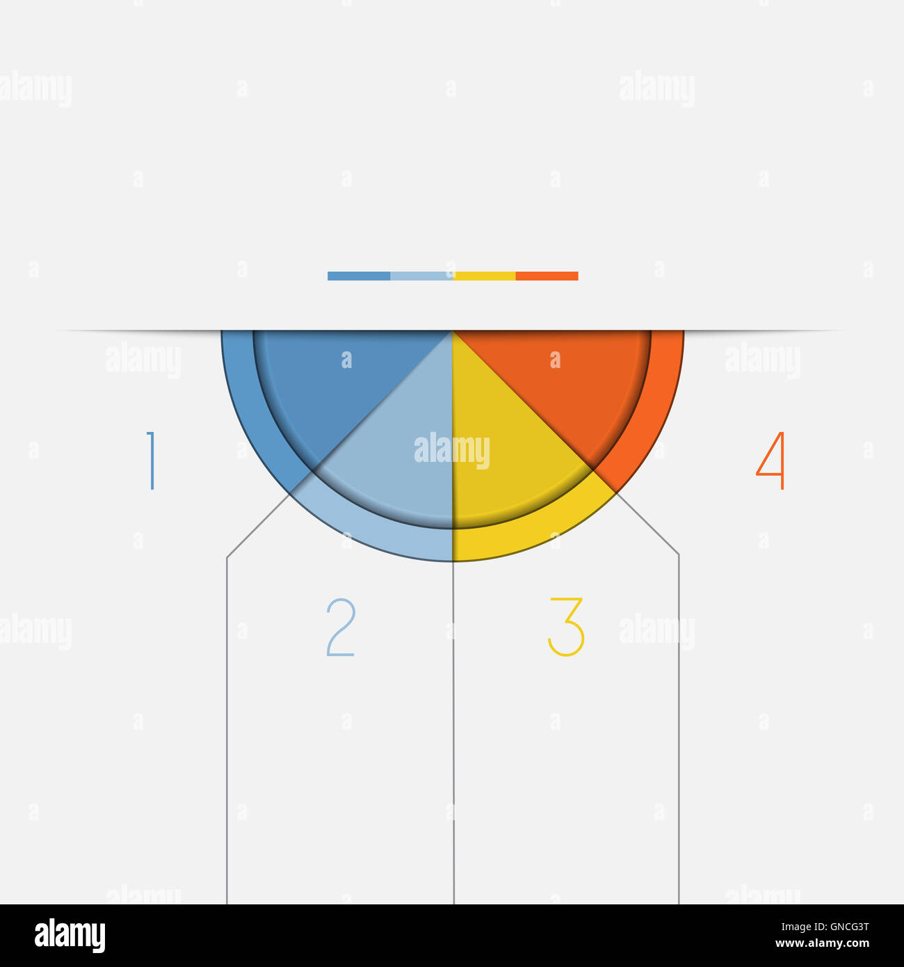 Color Semicircle downwards template for Infographic numbered on 4 ...