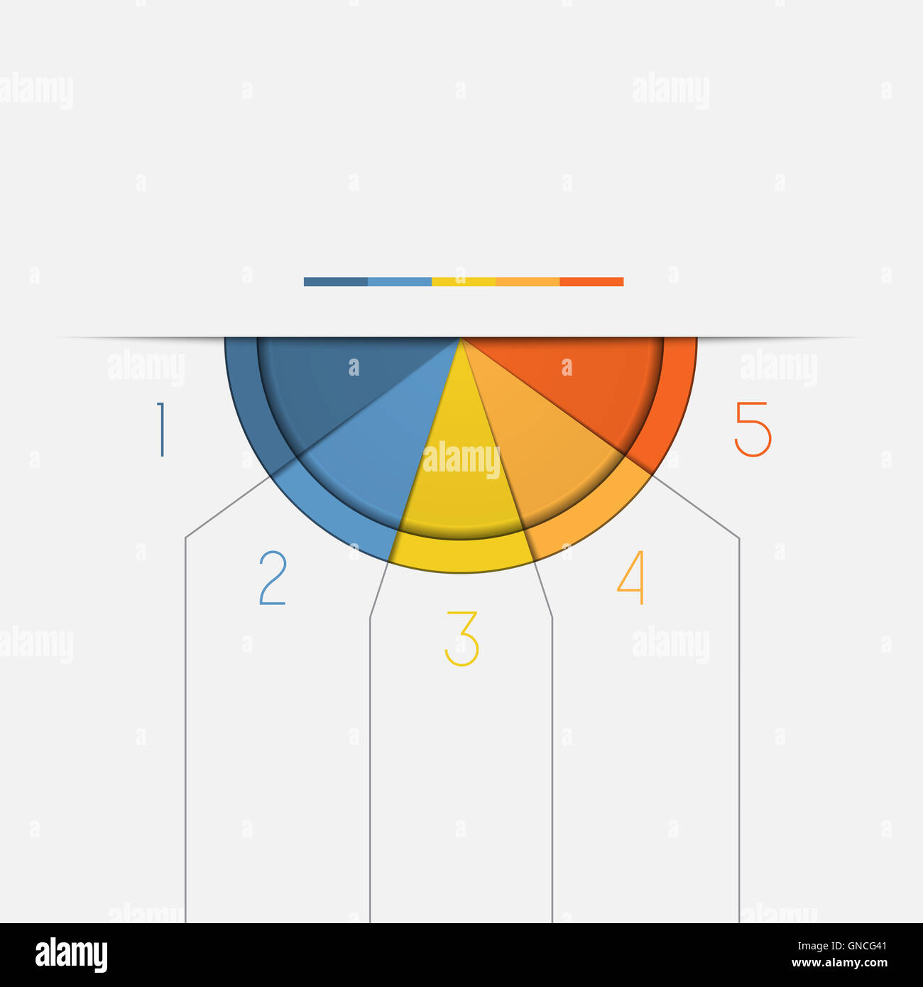 Color Semicircle downwards template for Infographic numbered on 5 ...