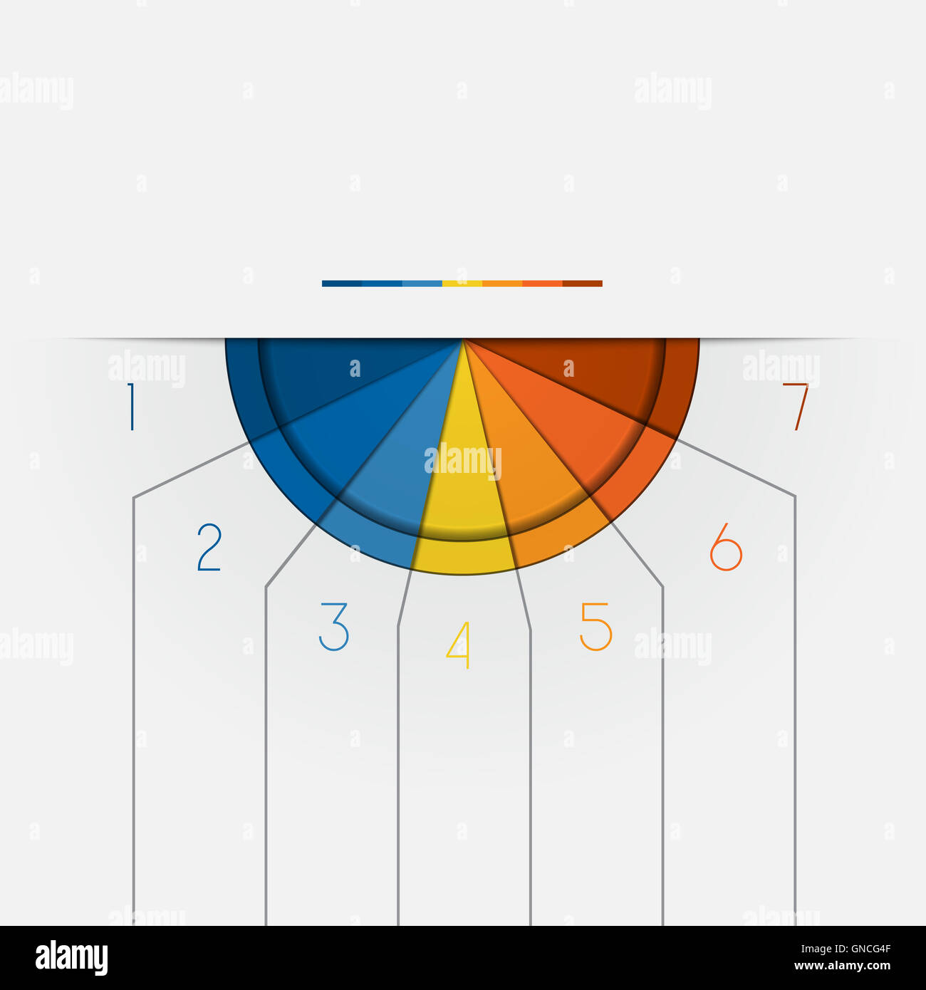 Color Semicircle downwards template for Infographic numbered on 7 ...