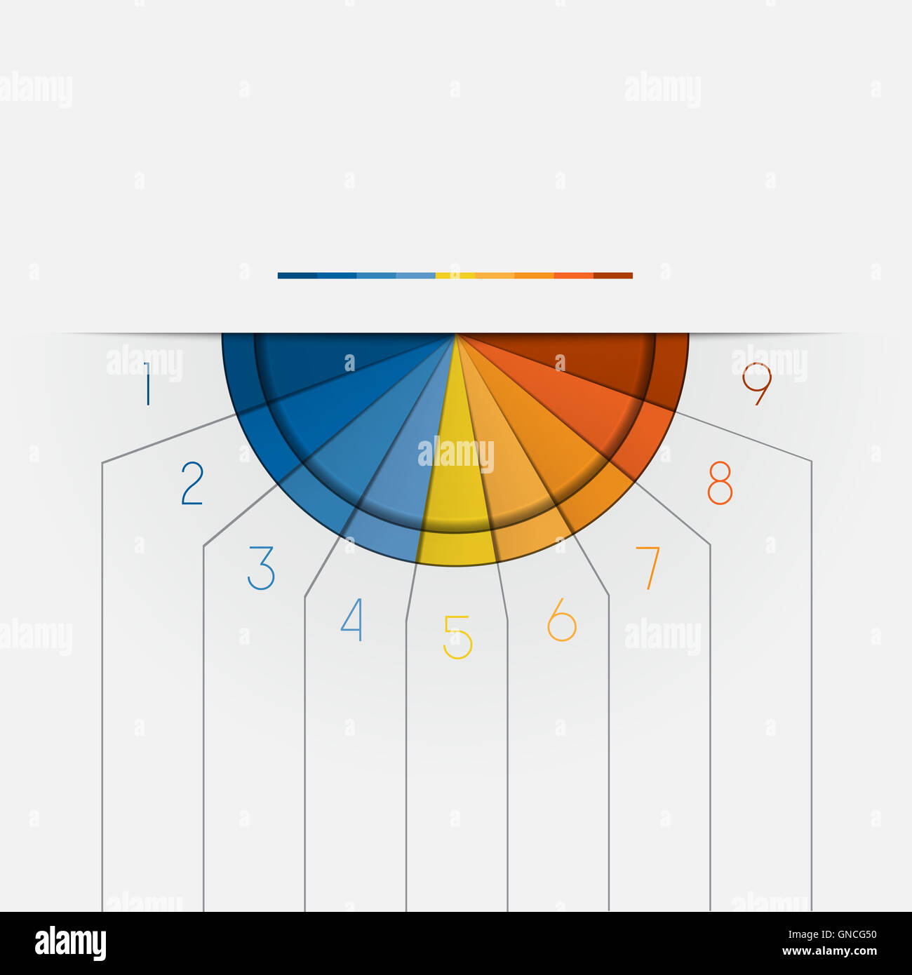 Color Semicircle downwards template for Infographic numbered on 9 ...