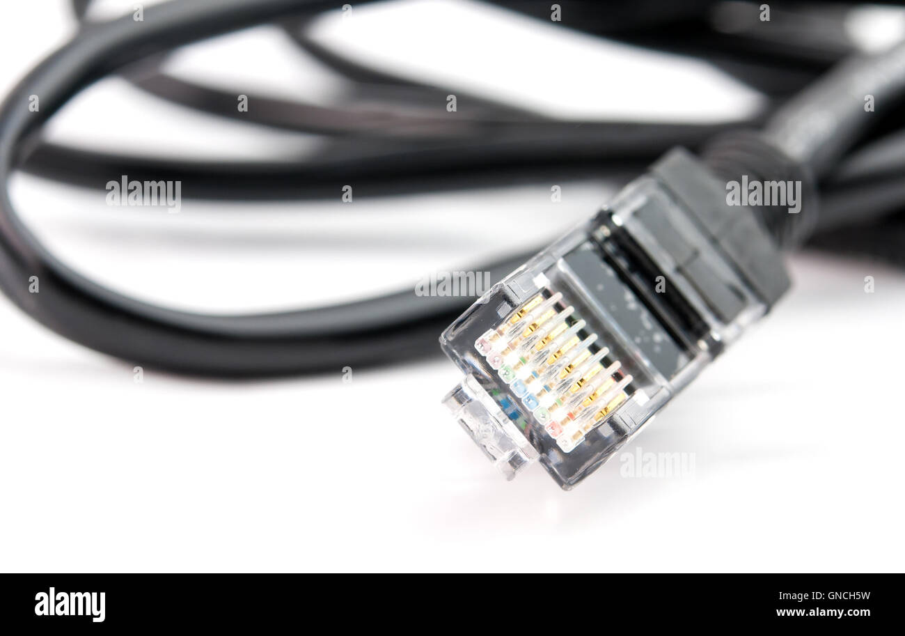 lan cable line isolated with white background Stock Photo - Alamy