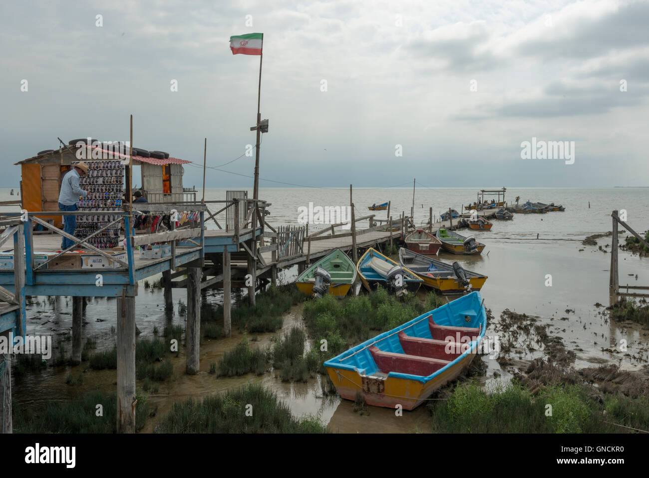 Bandar Torkaman, Jetty On The Caspian Sea Stock Photo - Alamy