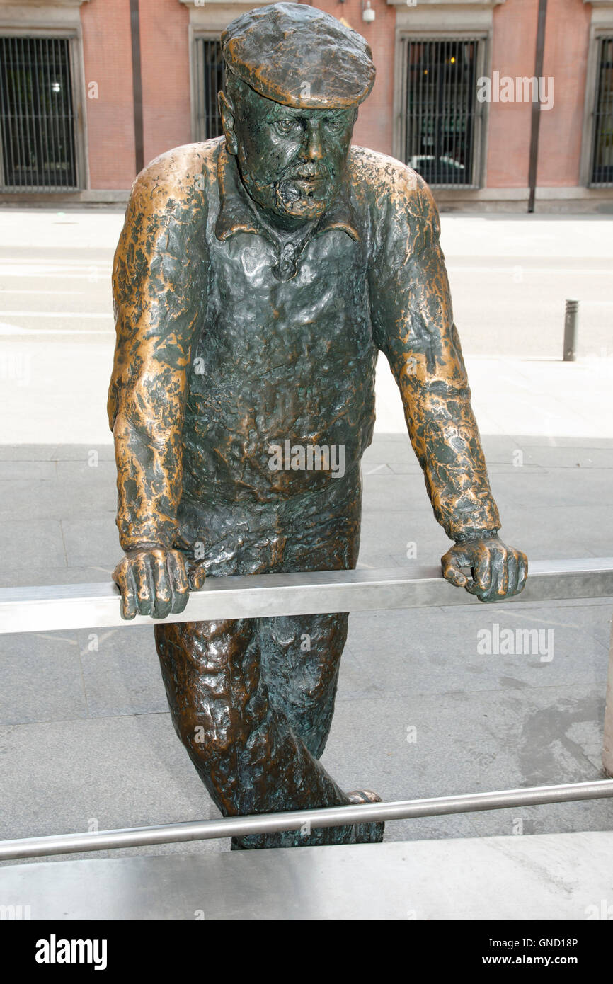 Man Statue in Old Ruins of Original Almudena Church - Madrid - Spain ...
