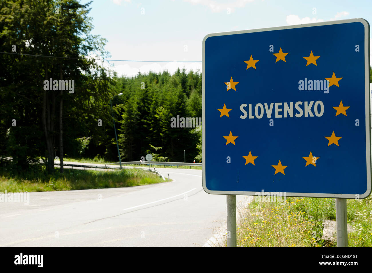 Slovakia Border Sign Stock Photo - Alamy
