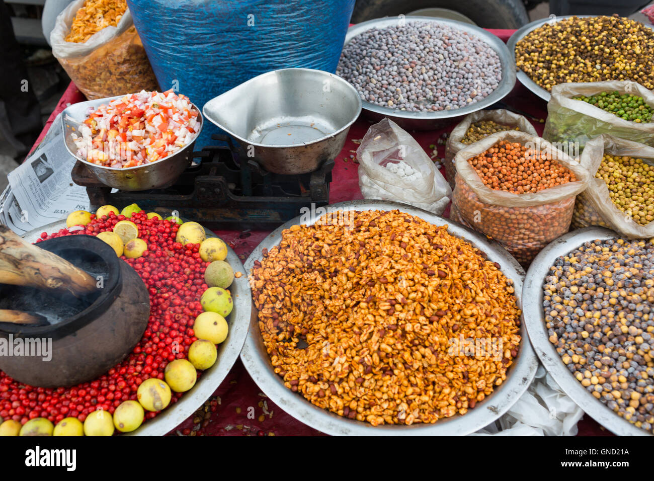Colorful street food of India Stock Photo - Alamy