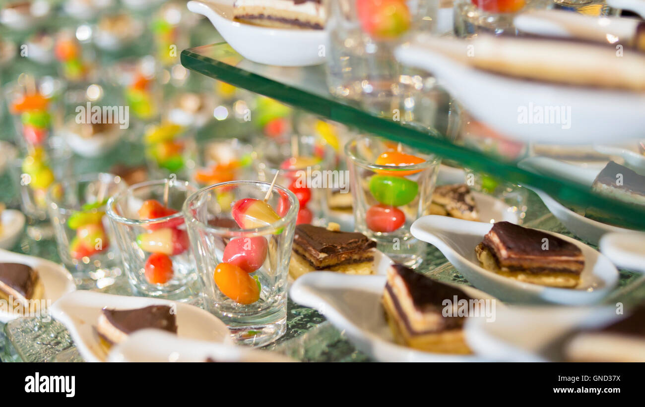 Desserts, The colorful plating and blueberry cake served on a party ...