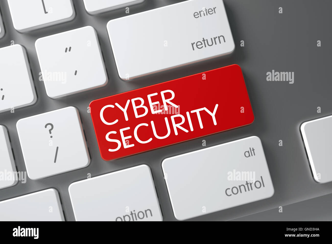 Red Cyber Security Key on Keyboard. 3D Illustration Stock Photo - Alamy