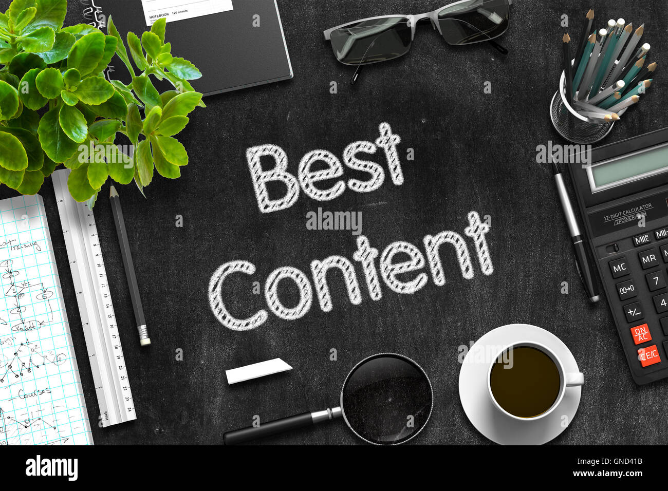 Best Content Concept on Black Chalkboard. 3D Rendering Stock Photo - Alamy