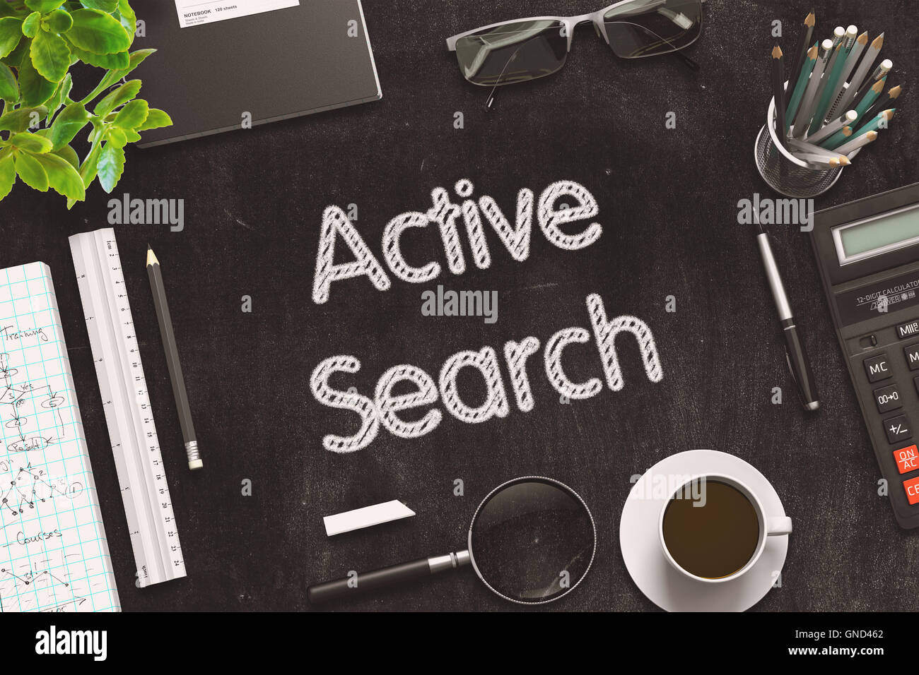 Active Search Concept on Black Chalkboard. 3D Rendering Stock Photo - Alamy