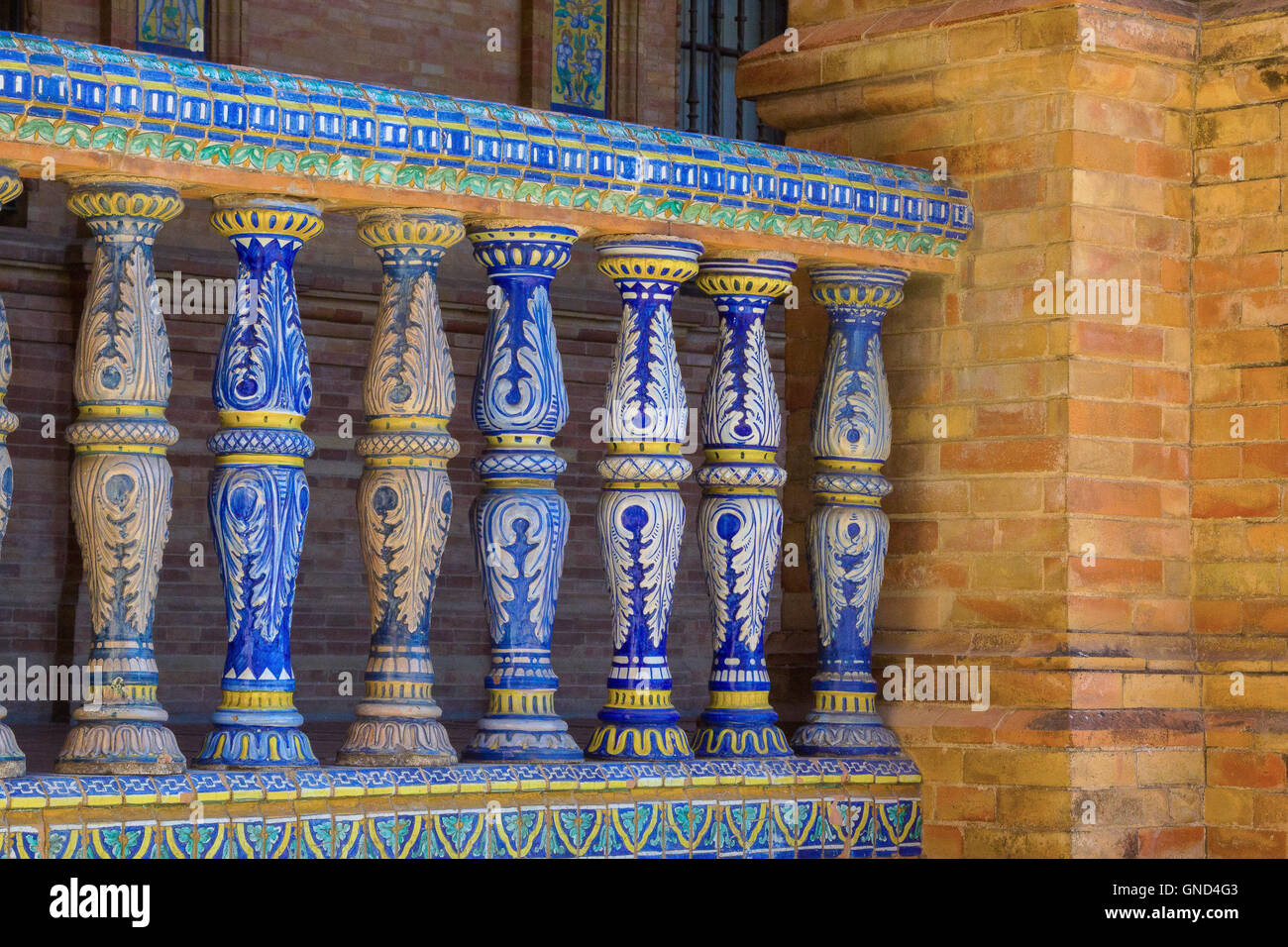 Details of the railing decorated ceramic Pond from the famous Plaza of ...