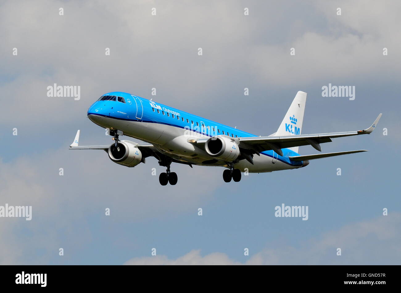 Aircraft KLM Embraer ERJ-190 landed, airport, airplane, Prague Stock ...