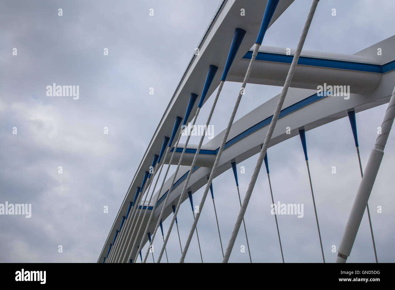 Apollo bridge in Bratislava, Slovakia, uniting banks of river Danube ...