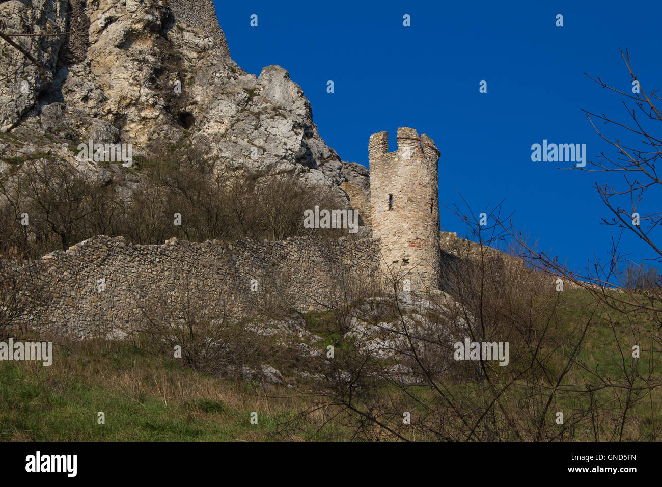 Ruins of the former famous fortress, Devin castle, Bratislava, Slovakia ...