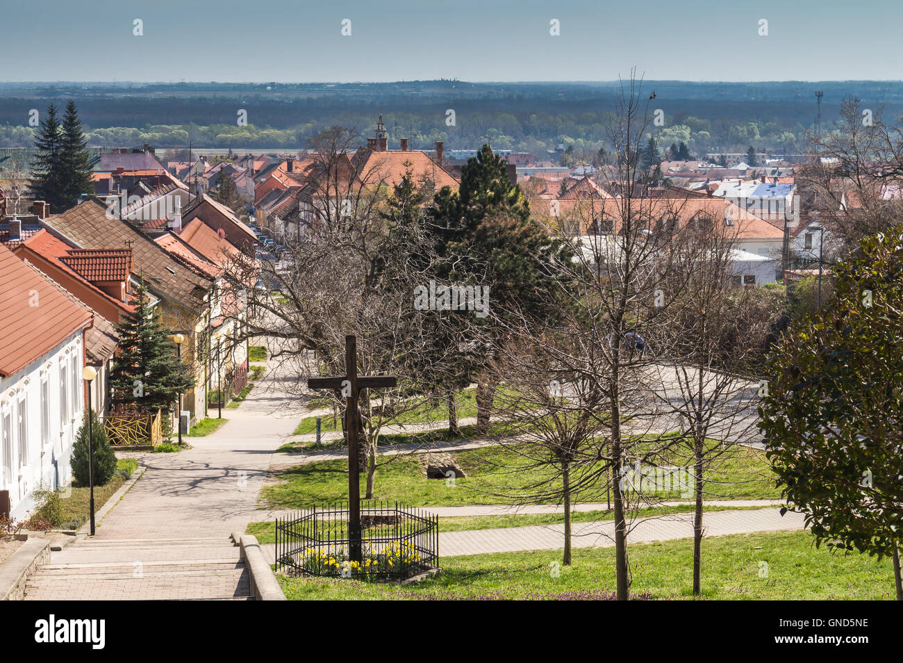 Center of the traditional slovak village, built on a hill. Residential ...