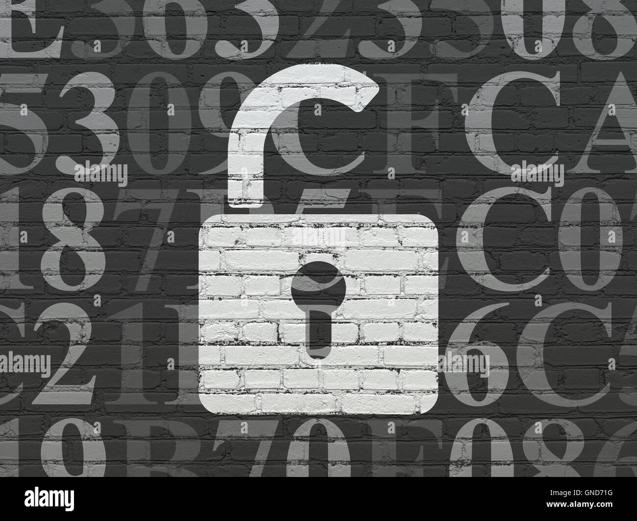 Information concept: Opened Padlock on wall background Stock Photo - Alamy