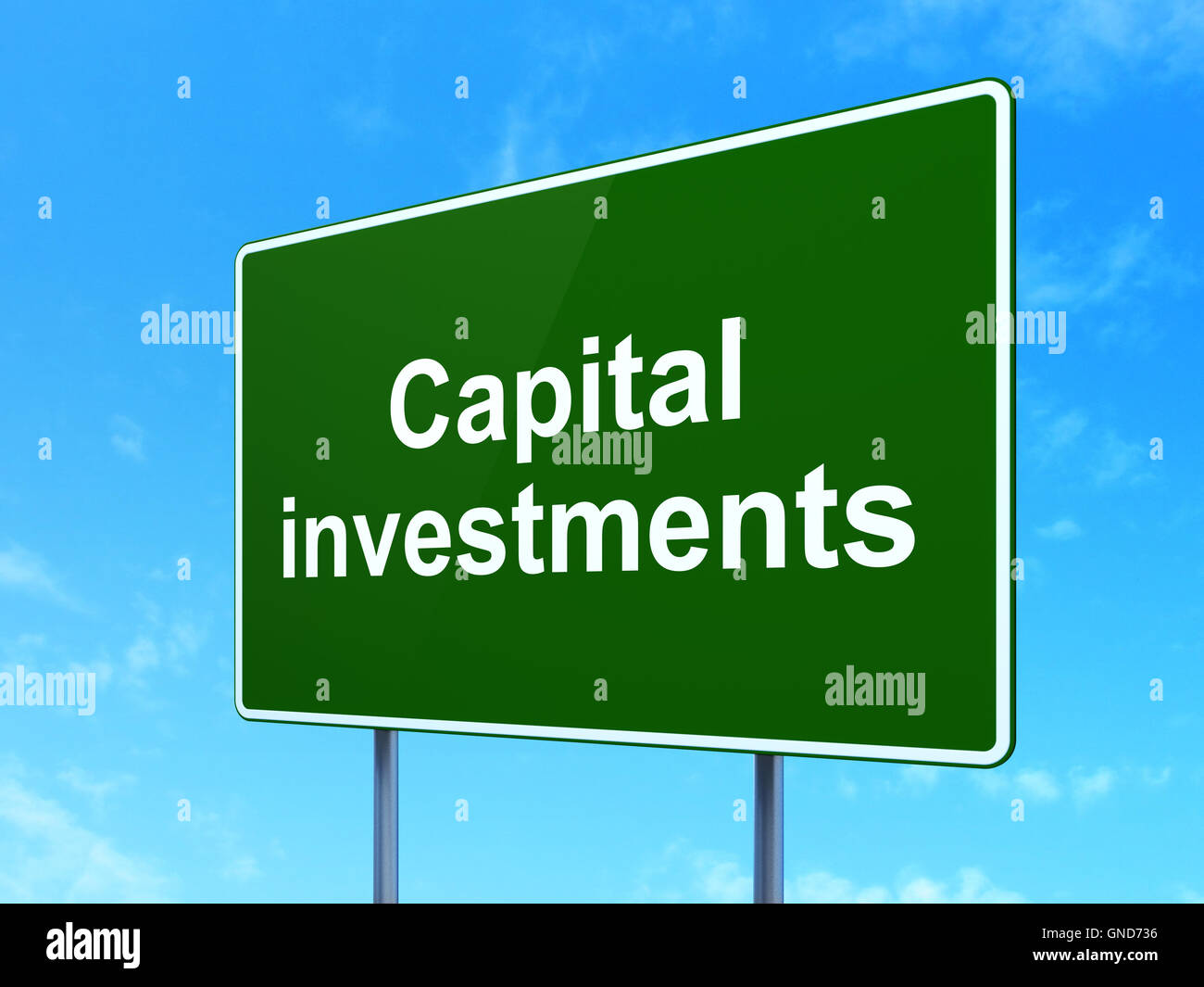 Banking concept: Capital Investments on road sign background Stock ...
