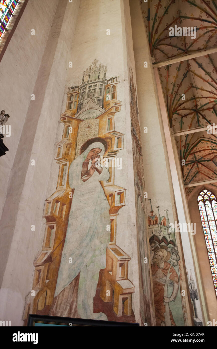 Medieval art, 14th century mural Gothic polychromes in St Mary Church ...