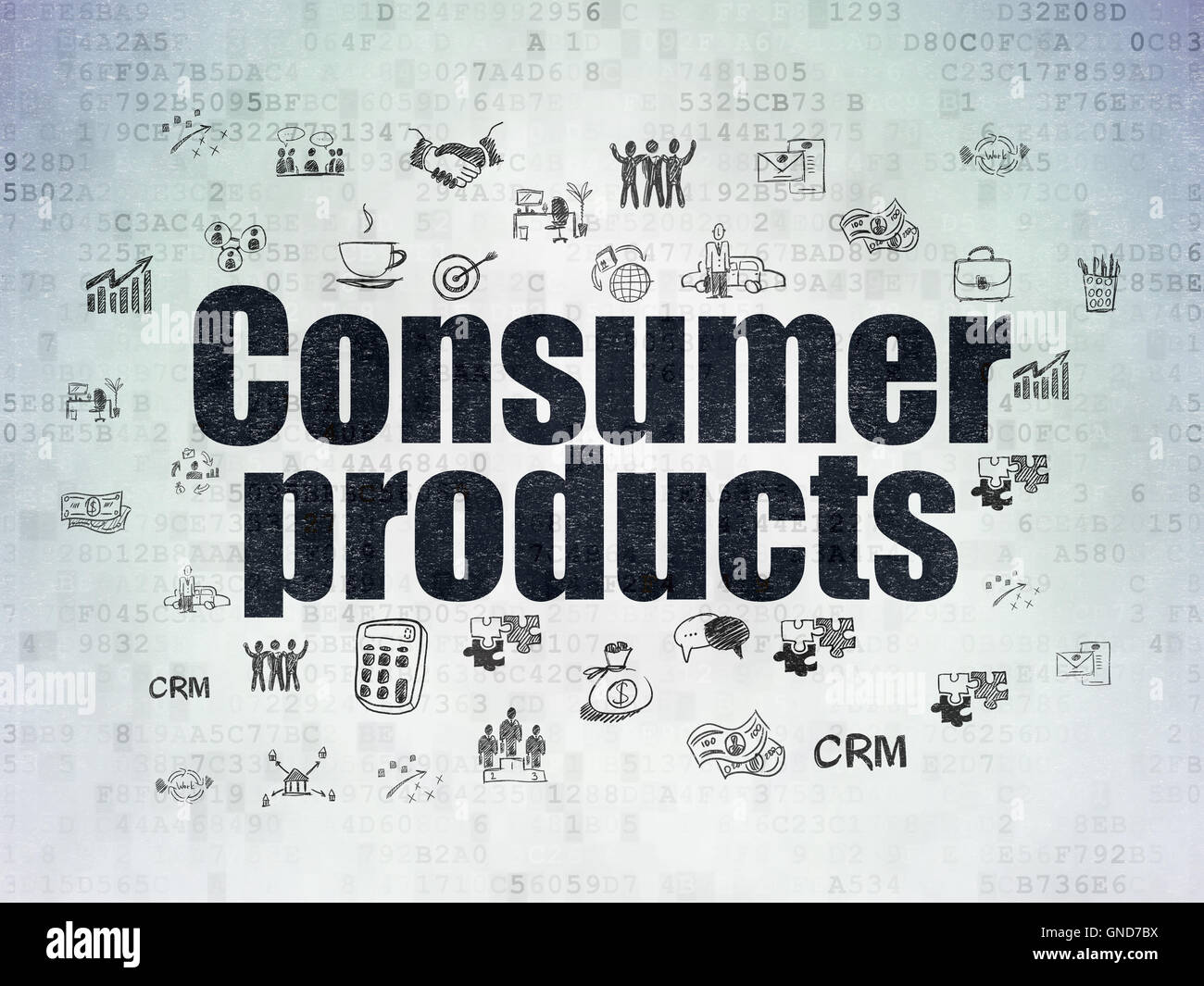Business concept: Consumer Products on Digital Data Paper background ...