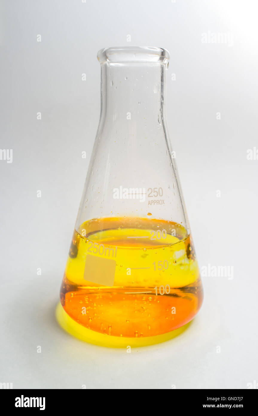 Close up glass measuring beaker for science experiment background Stock ...