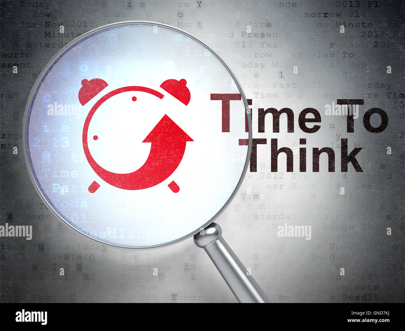 Timeline concept: Alarm Clock and Time To Think with optical glass ...