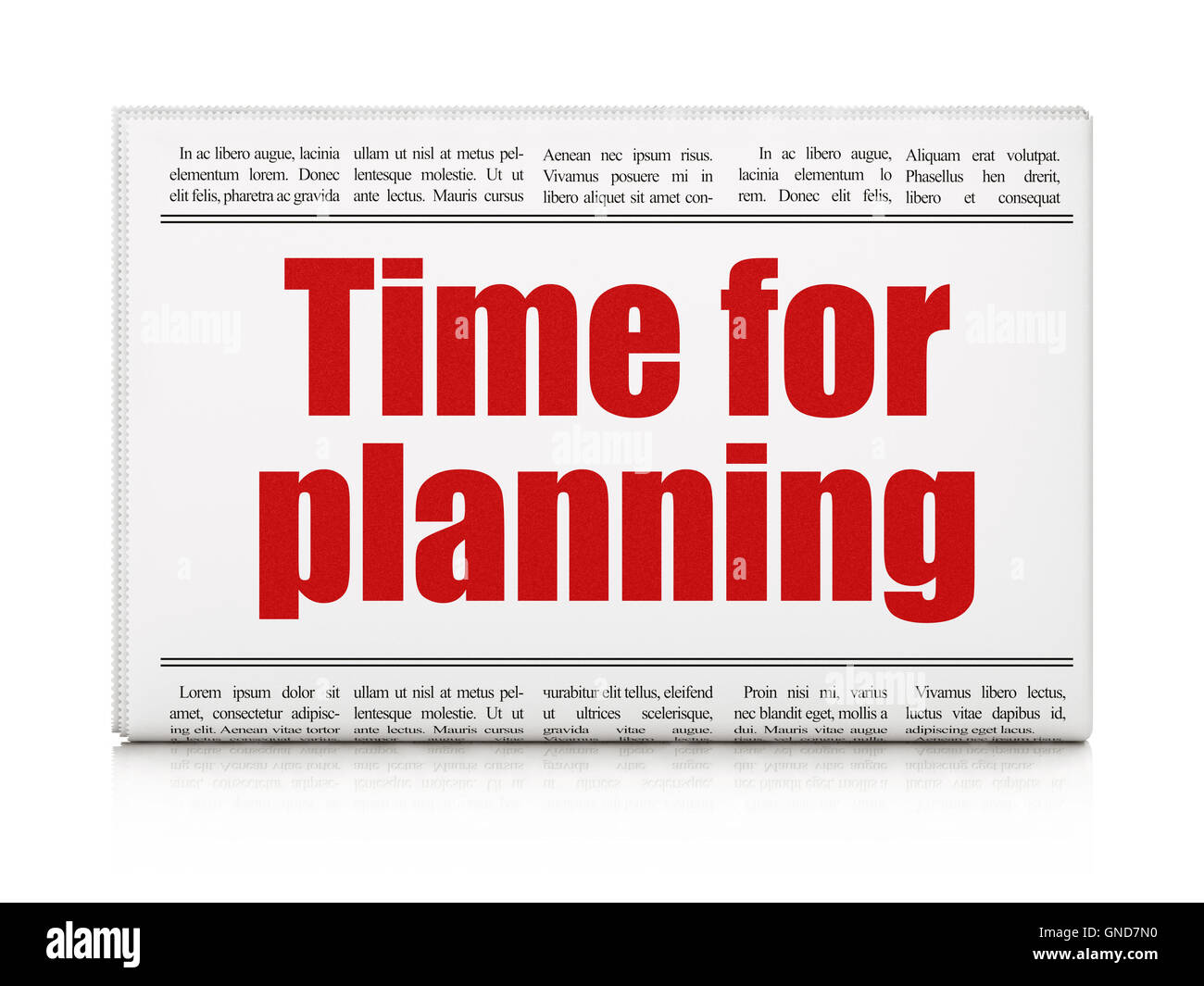Timeline concept: newspaper headline Time for Planning Stock Photo - Alamy